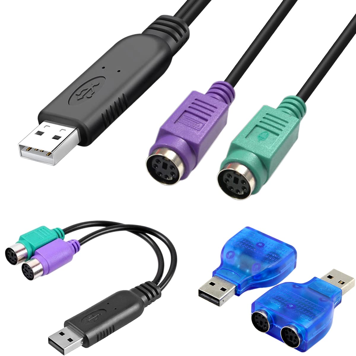 Xiatiaosann PS/2 to USB A Adapter Female to Male Mouse Keyboard Adapter ...