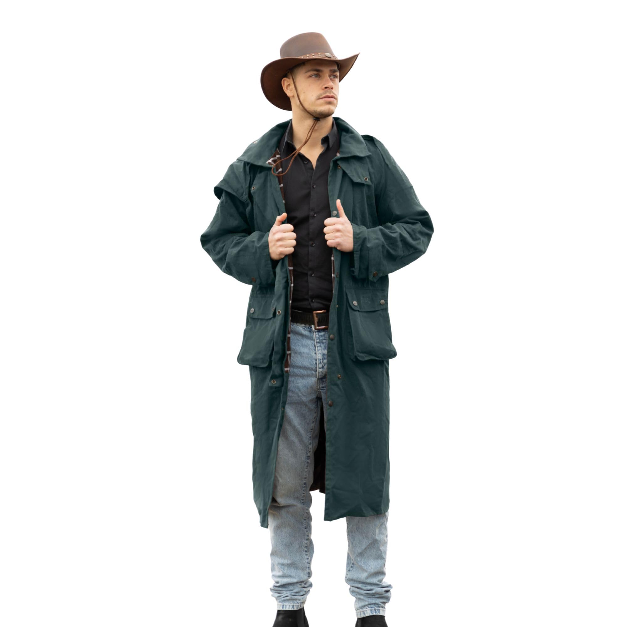 Snapklik.com : Premium Breathable Brown Long Western Cotton Oilskin ...