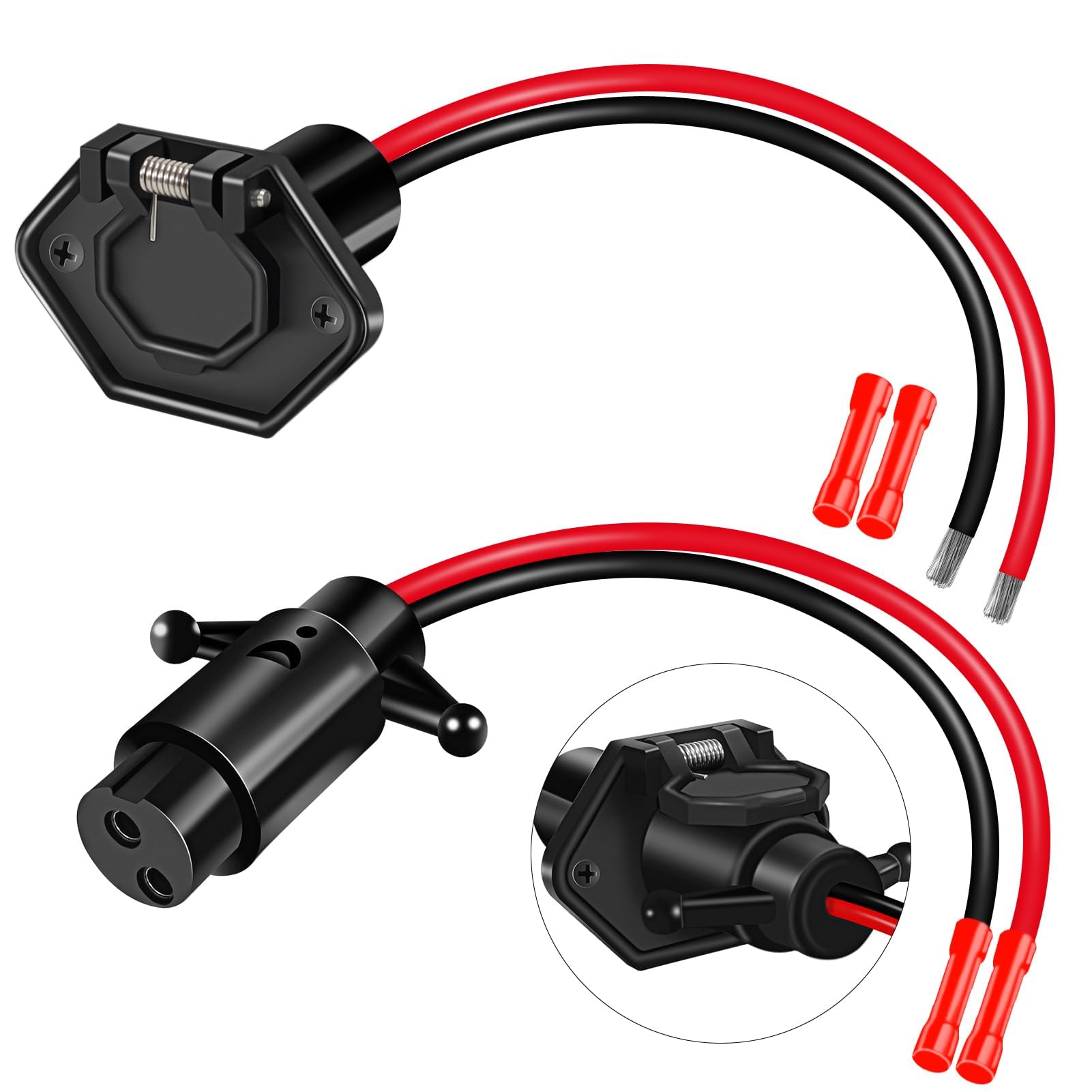 Amazon.com: 12V 8 Gauge 2 Wires Trolling Motor Plugs and Receptacle Kit ...
