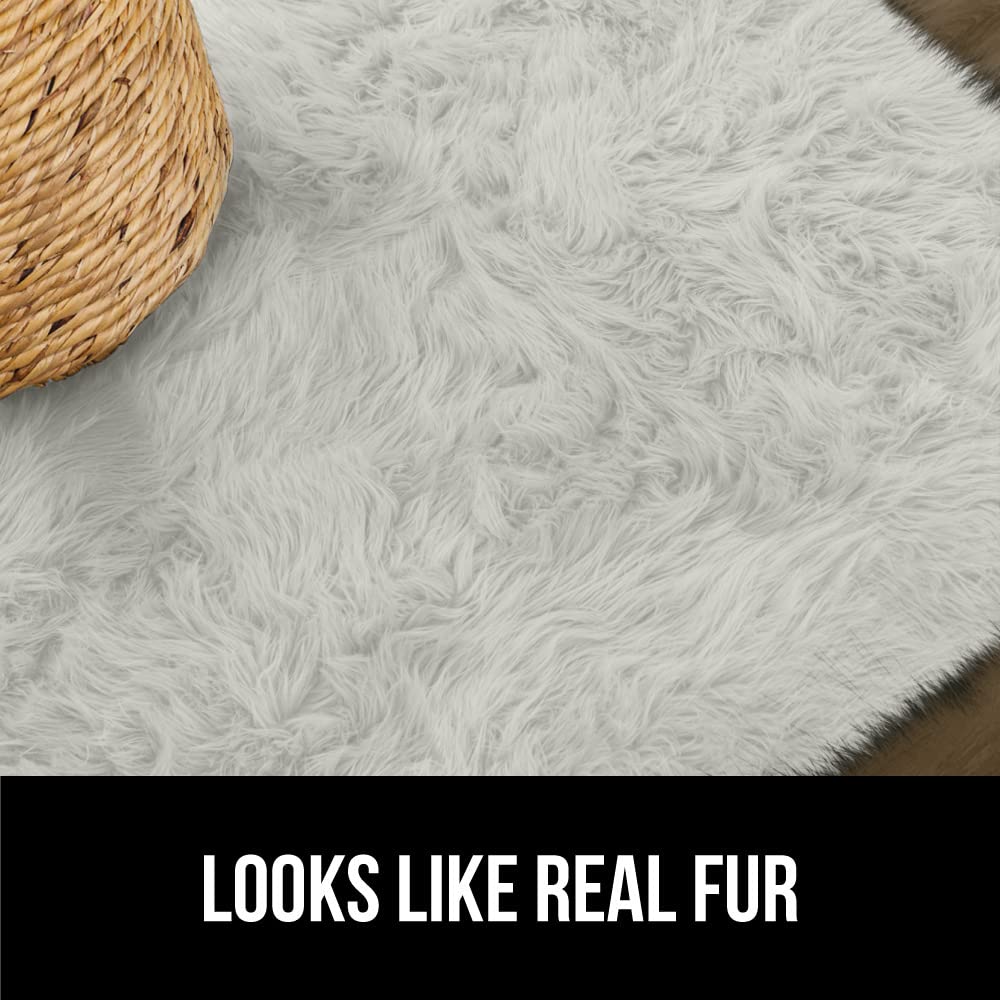 Gorilla Grip Fluffy Faux Fur Rug, 6x9, Machine Washable Soft Furry Area ...