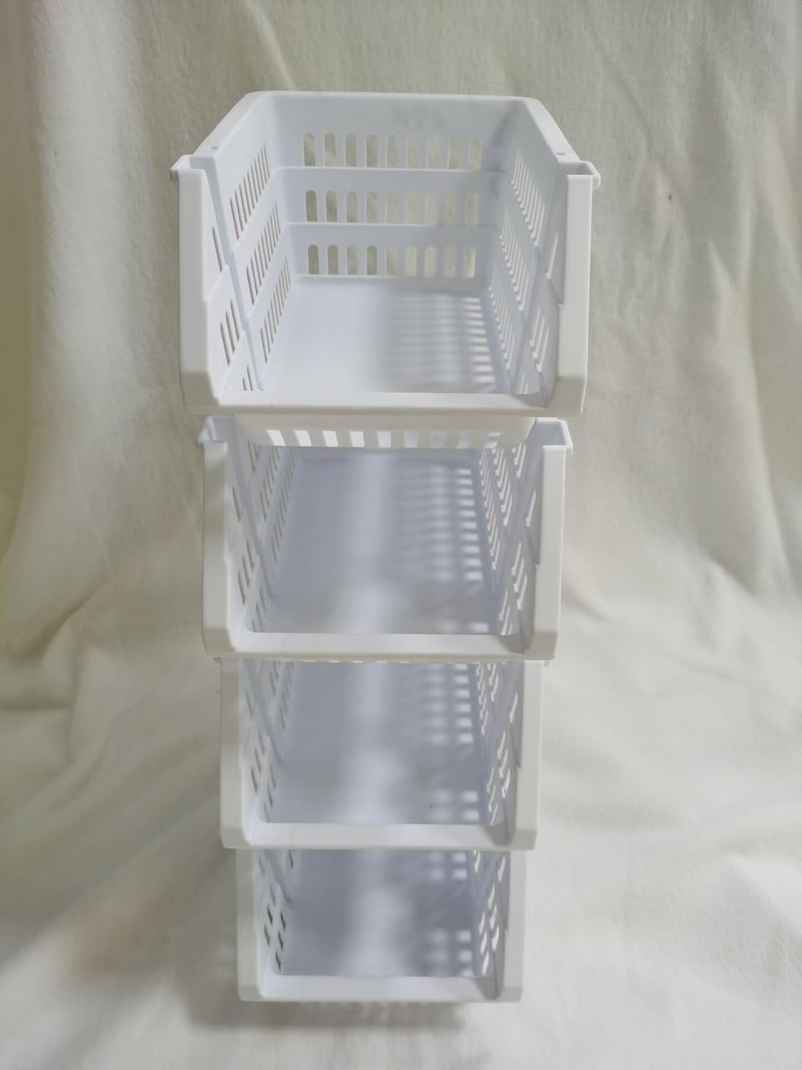 Amazon.com: Skywin Plastic Stackable Storage Bins for Pantry White - 4 ...