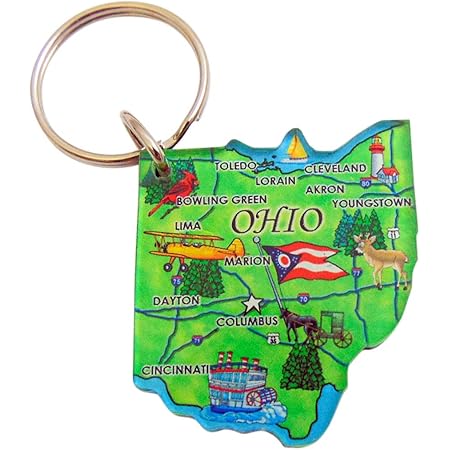 Amazon.com: Ohio Key Chain Acrylic Souvenir Keychain Retro State Map ...