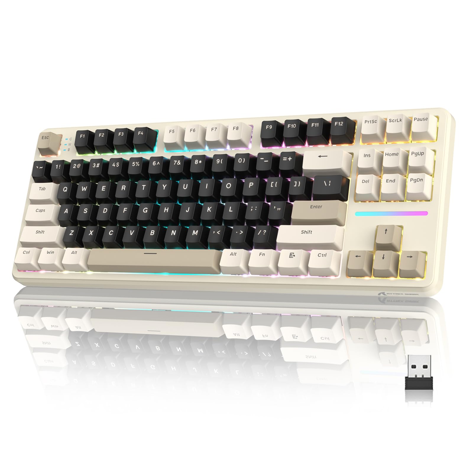 Amazon.com: ATTACK SHARK X87 Wireless Mechanical Keyboard,87 Keys ...