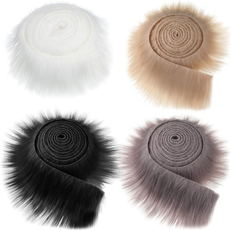 Amazon.com: UUYYEO 4 Pcs Shaggy Plush Faux Fur Fabric Precut Strips ...