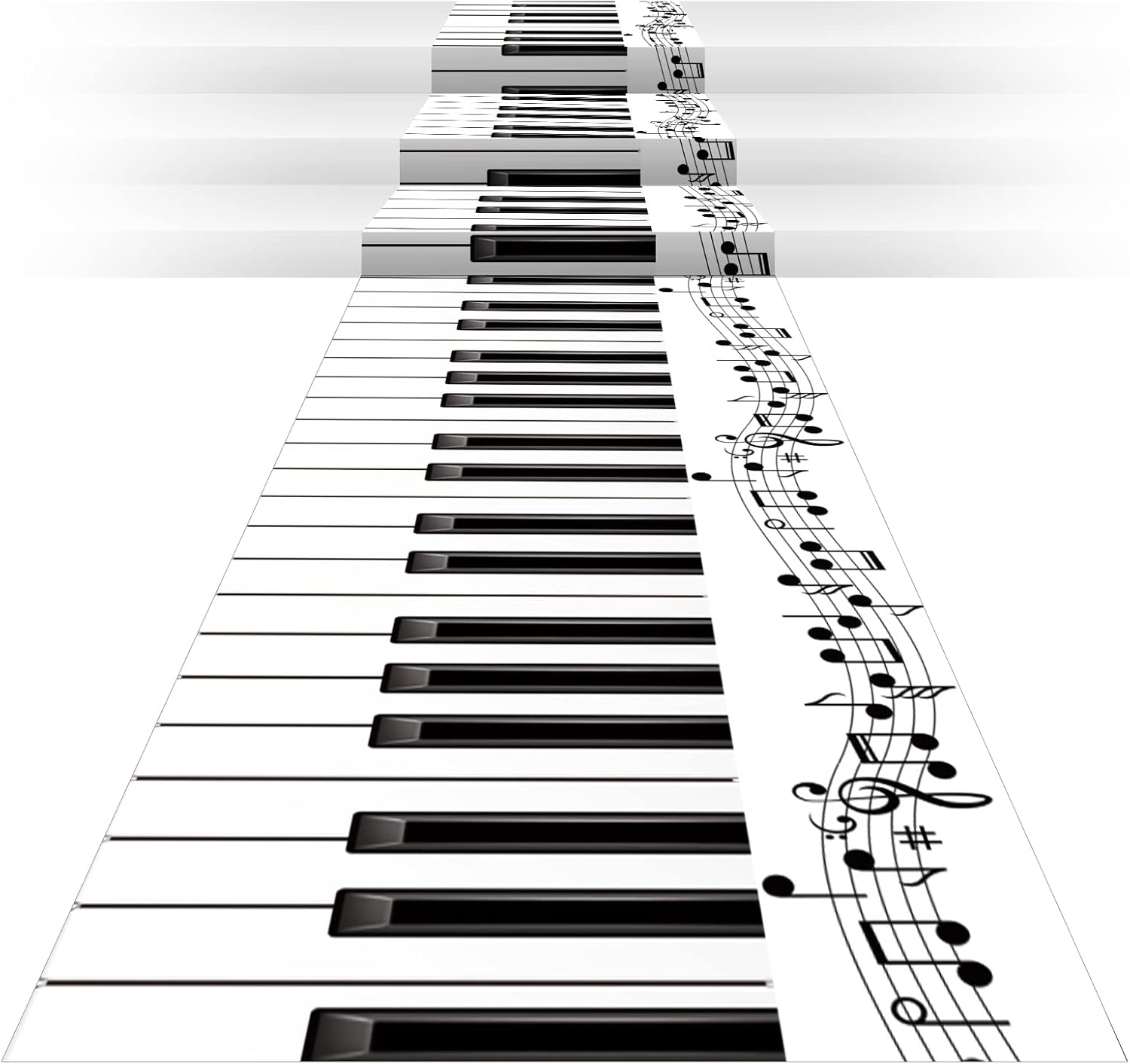 Amazon.com: Haull Piano Keyboard Aisle Runner Rug, Black and White, 10 ...