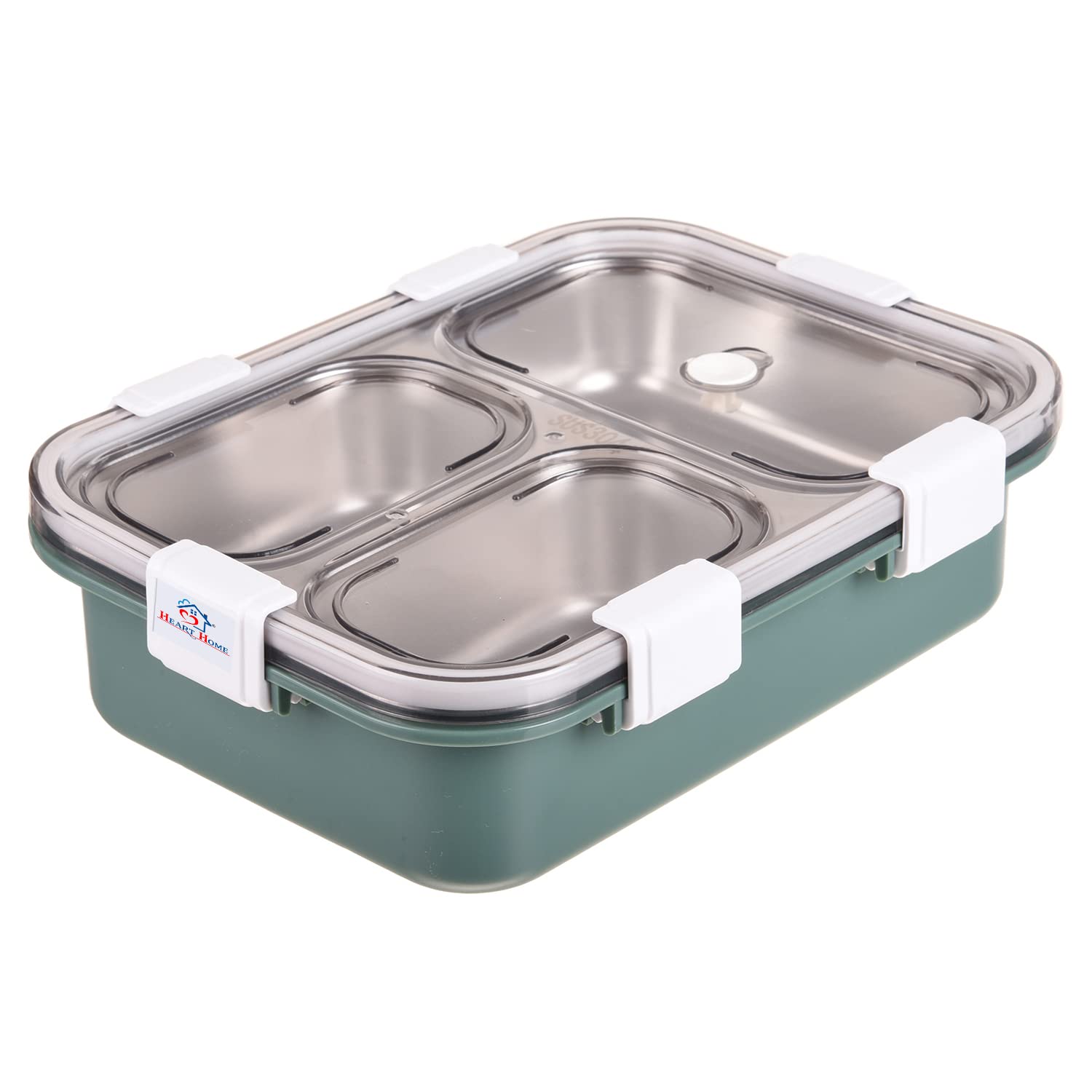 Buy Heart Home Lunch Box | Stainless Steel 3 Compartments Lunch Box ...