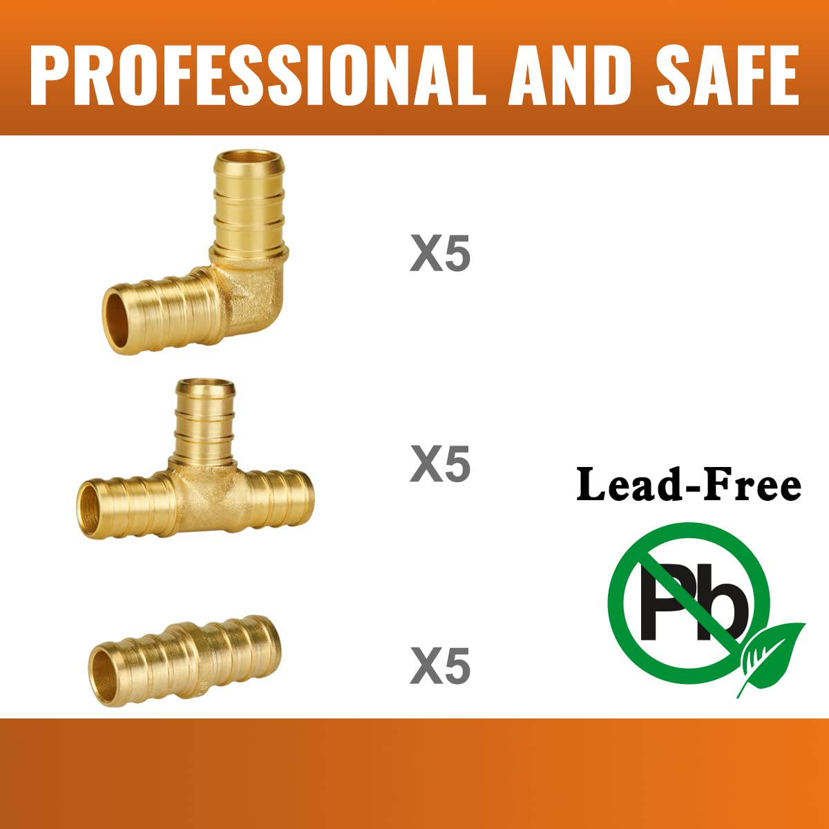 Snapklik.com : 15-Pack 1/2 Inch PEX Fittings, 5 Each Elbow Tee Coupling ...