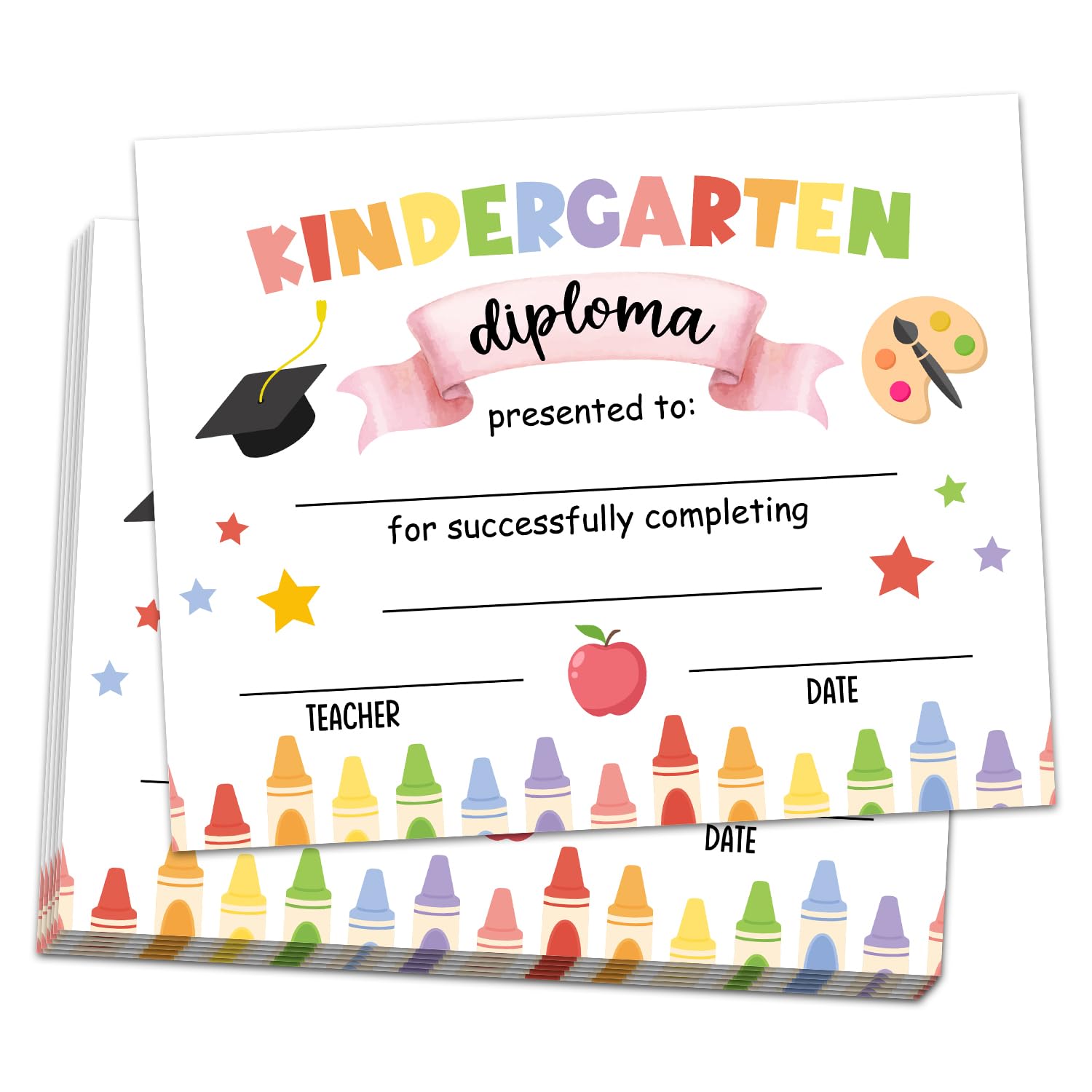 Amazon.com : 25 Kindergarten Diploma, Colorful Kindergarten Graduation ...