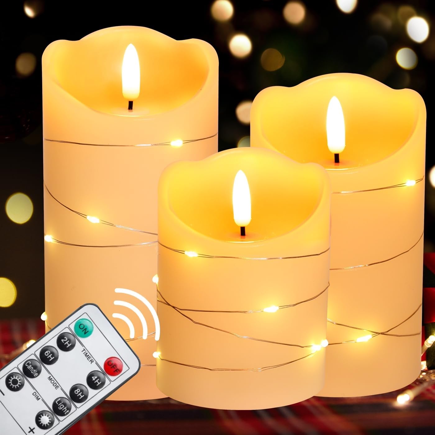 Flickering Flameless Ivory Candles Realistic LED Candles with Remote ...