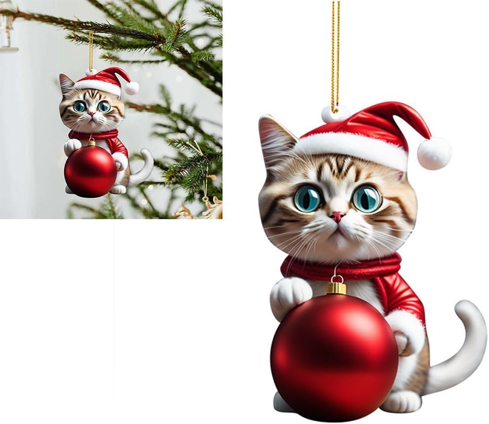 Amazon.com: Christmas Tree Ornaments - Cat Hanging Decorations ...