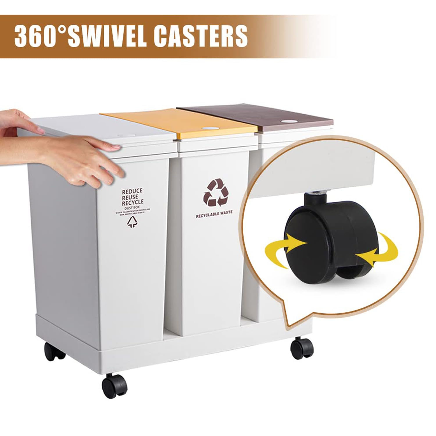 Plastic Recycling Bins Recycle Cart (Large 96 Gal. / 360 L.) Herby