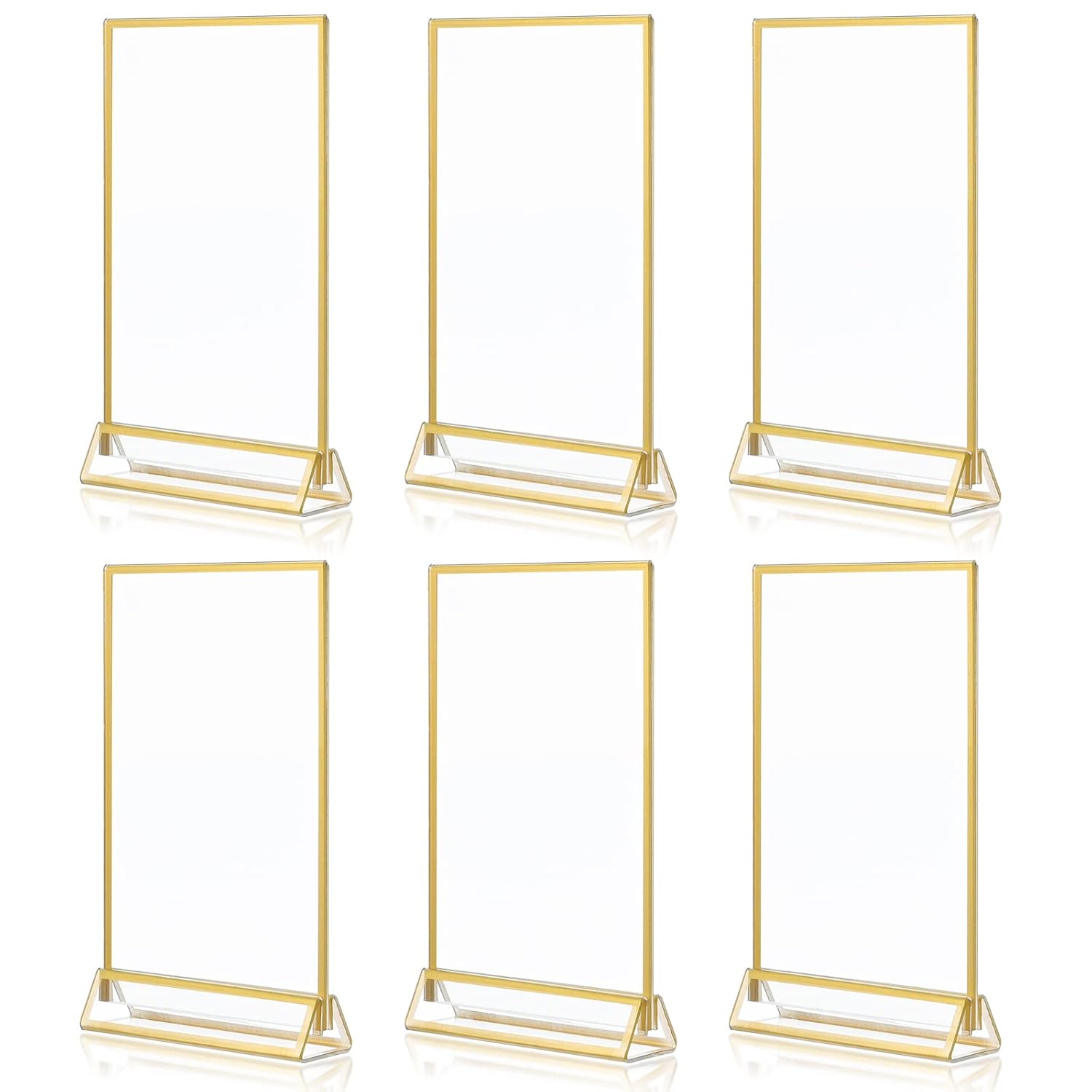 6Packs 5×7 inch Clear Acrylic Sign Holder with Gold Borders,Double ...