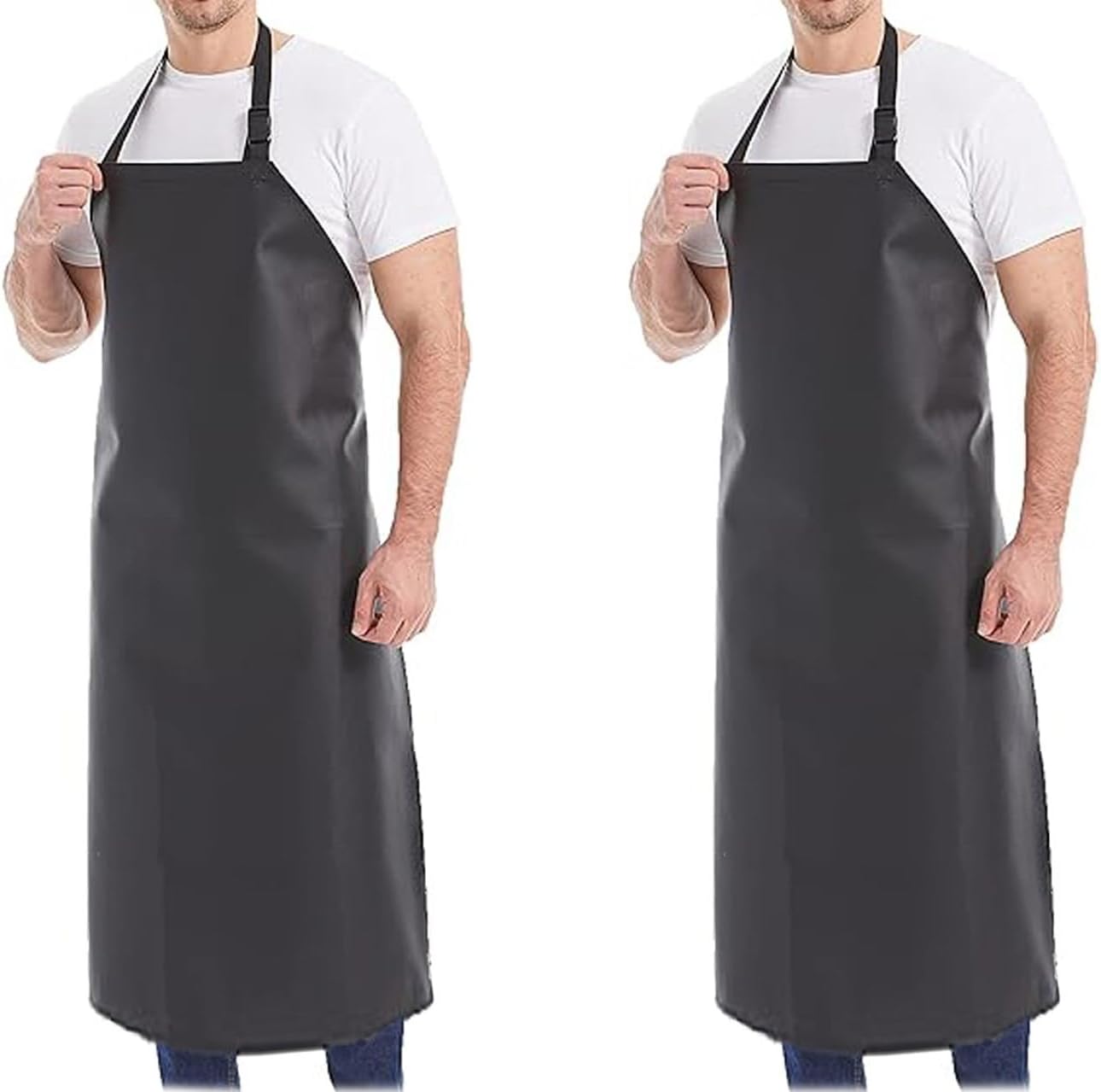 CHAMSUREUK 2 Pack 46" Waterproof Rubber PVC Apron Adjustable Aprons for ...
