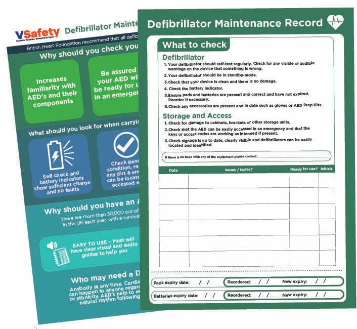 V Safety Defibrillator Maintenance Record Book – BigaMart