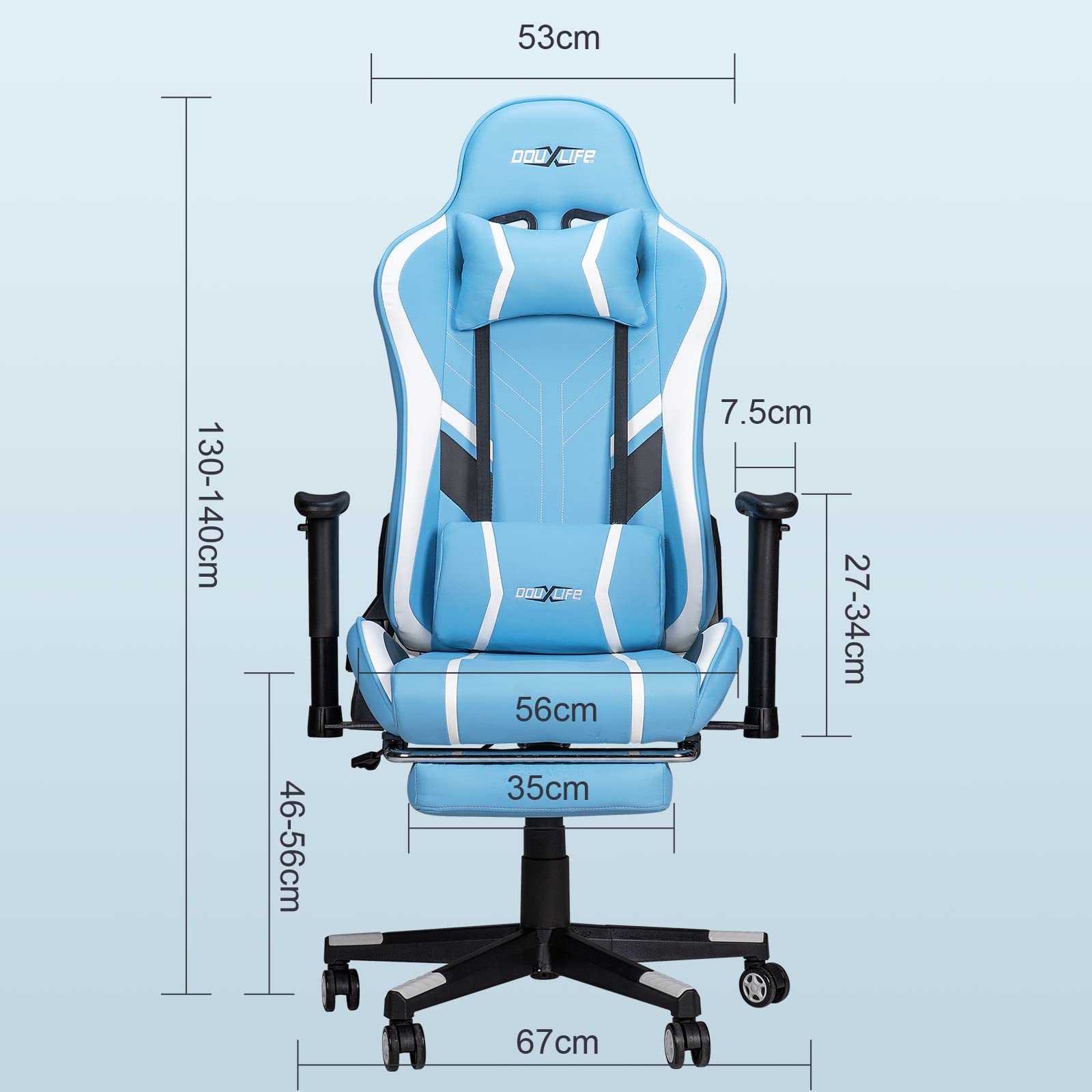 Douxlife Massage Gaming Chair 7-Point, Office Chair with Footrest and ...