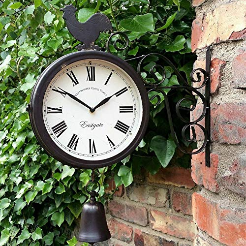 Easy-topbuy Double-sided Garden Wall Clock, Cockerel Bell Shape Clock ...