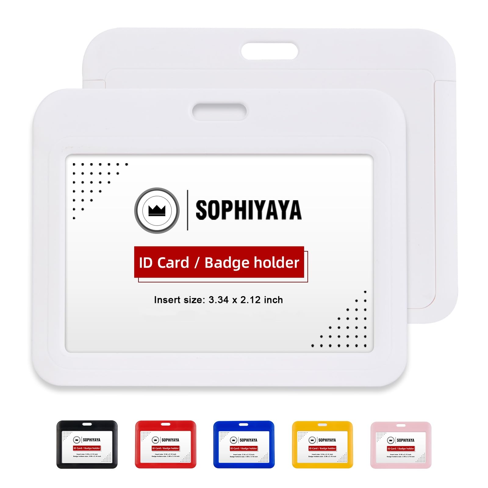 Amazon.com : 2 Pack Sliding Horizontal ID Badge Holder Hard Plastic Key ...