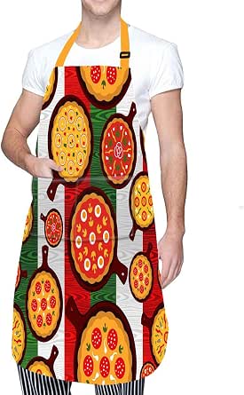 Amazon.com: MIZSYE Pizza Cartoon Apron funny Chef Apron 2 Pockets ...