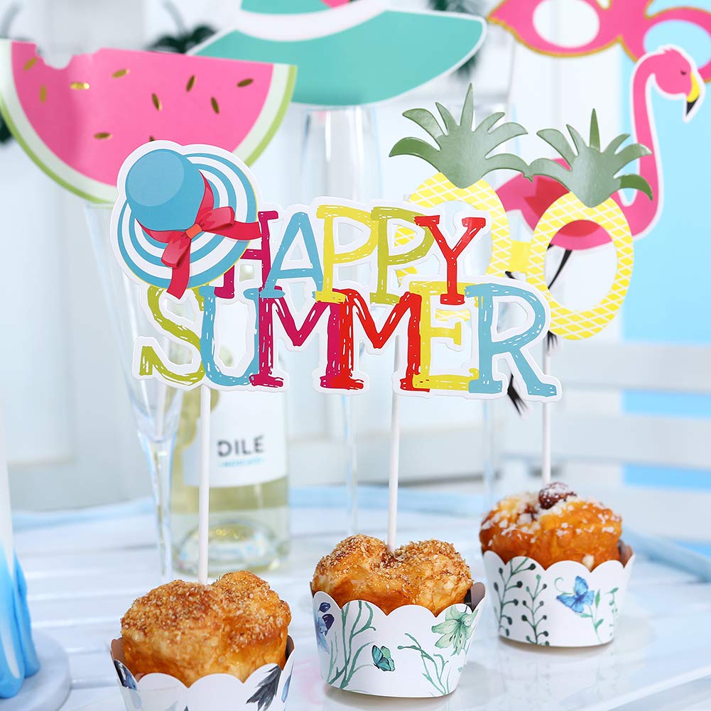 SUNBEAUTY Summer Tropical Photo Booth Props Kit Happy Summer Party ...