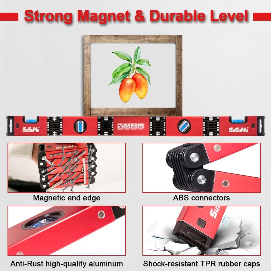 NEW UPGRADE Magnetic Level Tool Multi-Function Bubble Level 5-28inch ...