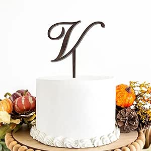 Amazon.com: Wedding Monogram V Cake Topper - Letter V - Initial V ...