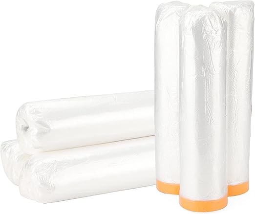 JOIKIT 6 PCS Self Adhesive Plastic Dust Sheet Roll, 2m x 20m Painting ...