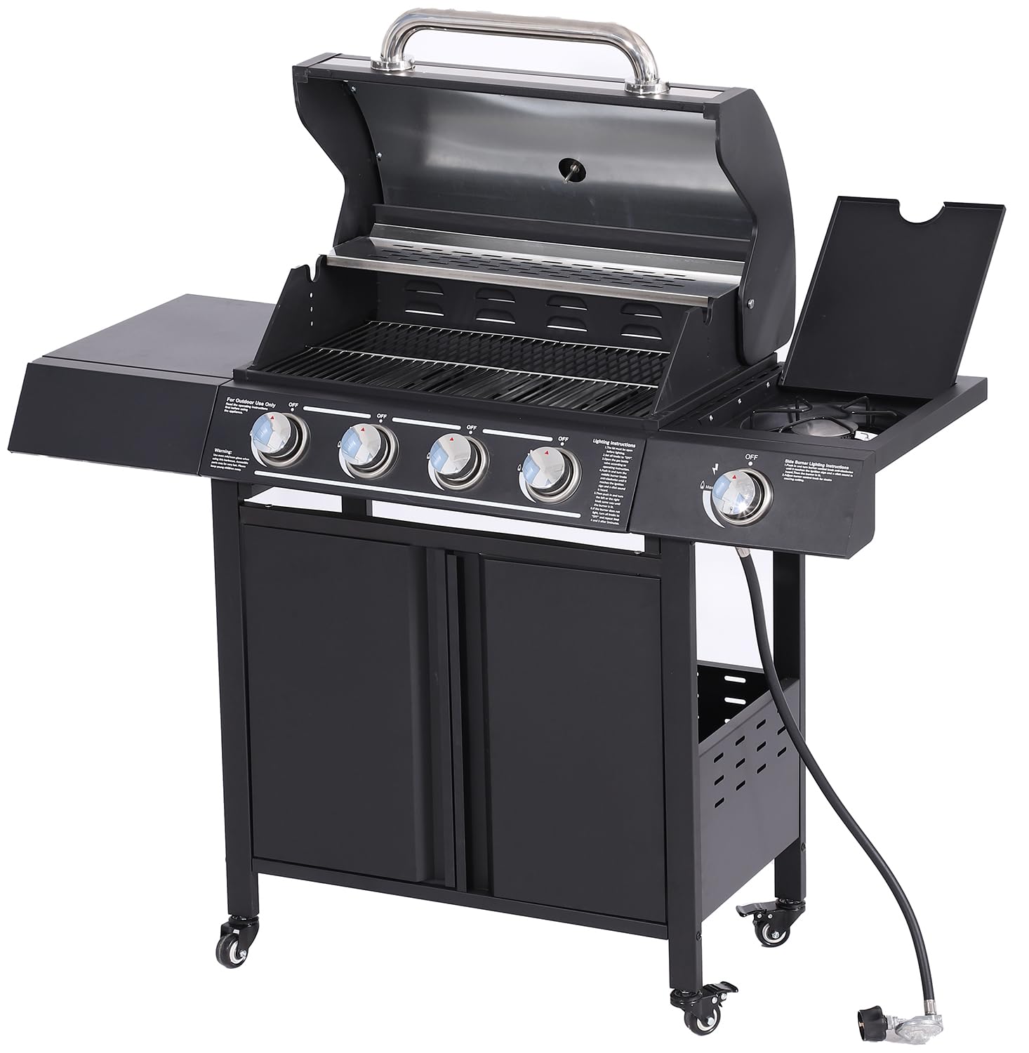 Amazon.com: MAGIC UNION 4-Burner Propane Gas BBQ Grills with Side ...