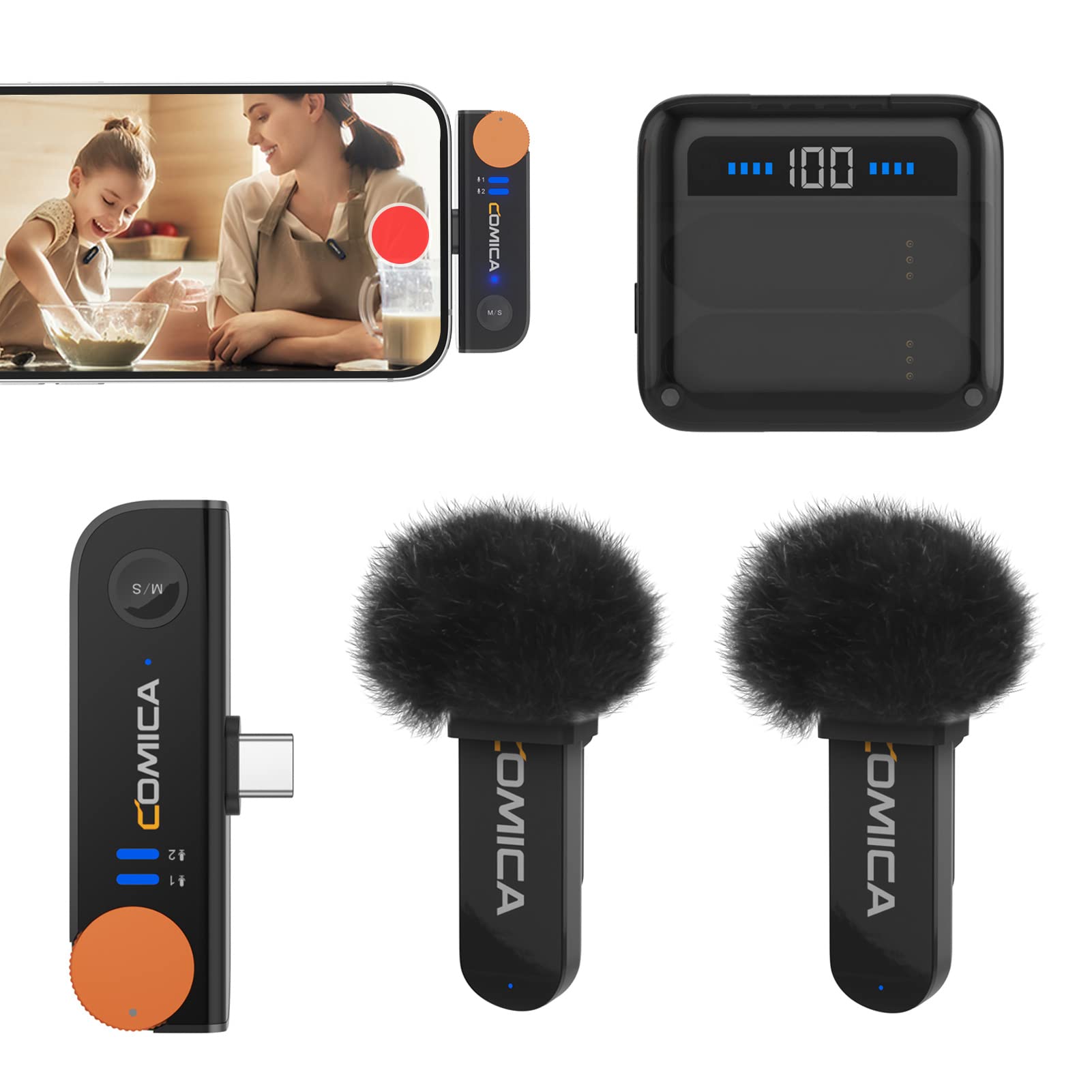 Amazon.com: Comica Vimo S Wireless Lavalier Microphone with Charging ...