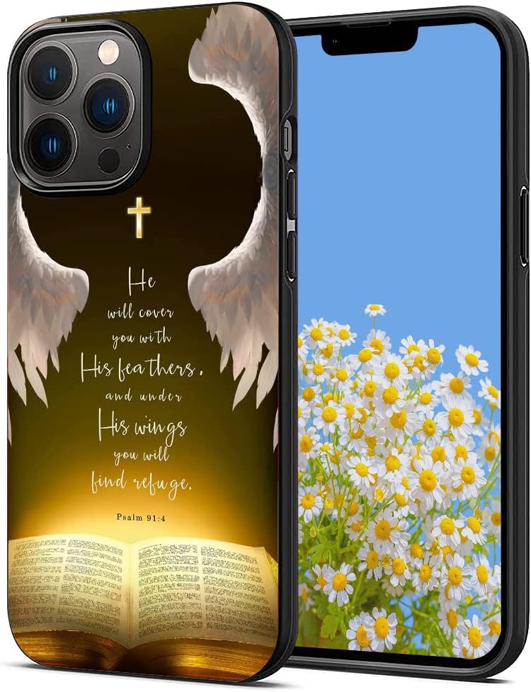 Amazon.com: Inspirational Quotes Christian Cross Psalm 91: 4 Bible ...