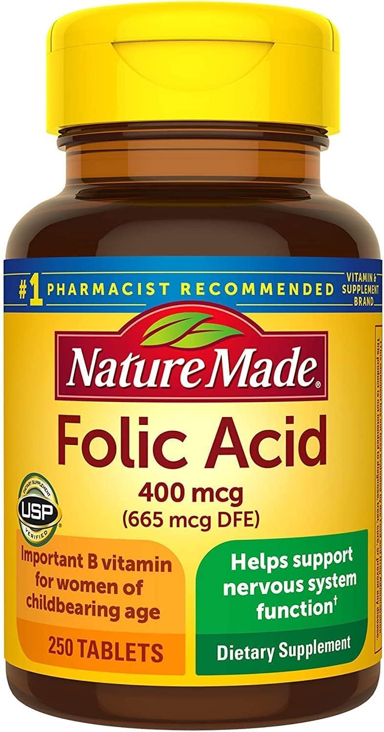 Amazon.com: Nature Made Folic Acid 400 mcg Tablets, 250 Tablets ...