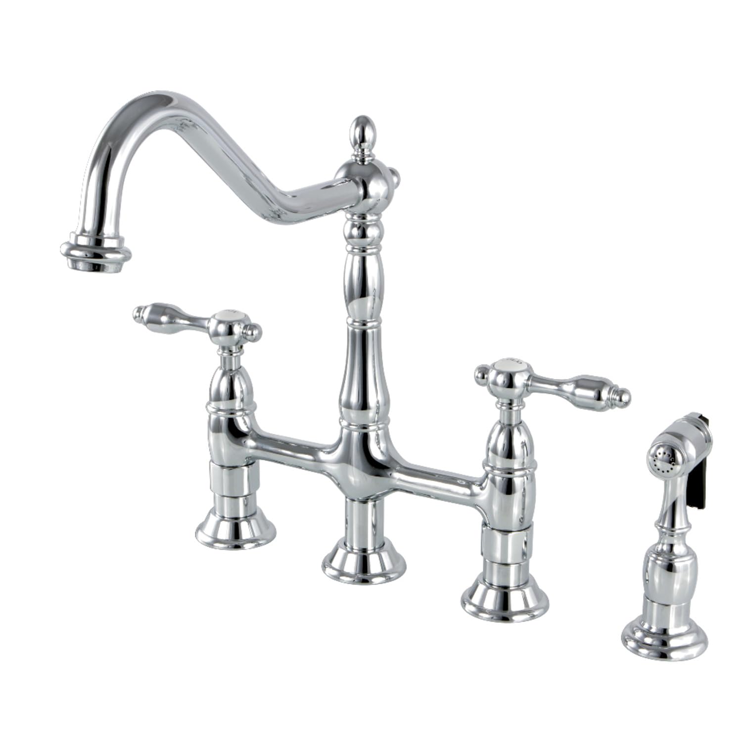 Kingston Brass KS1271TALBS Tudor 8 Inch Center Kitchen Faucet With ...