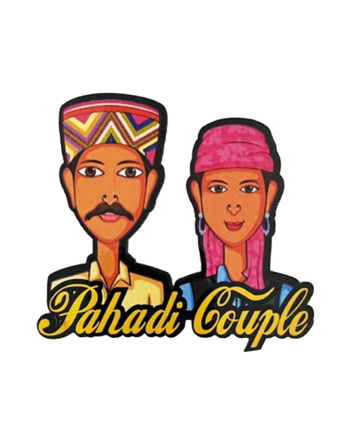 Buy numeroastro Magnetic Sticker | Pahadi Couple in MDF Wood for Home ...