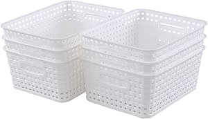 Amazon.com: Haodehen 6-Pack Plastic Organizing Storage Baskets, Plastic ...