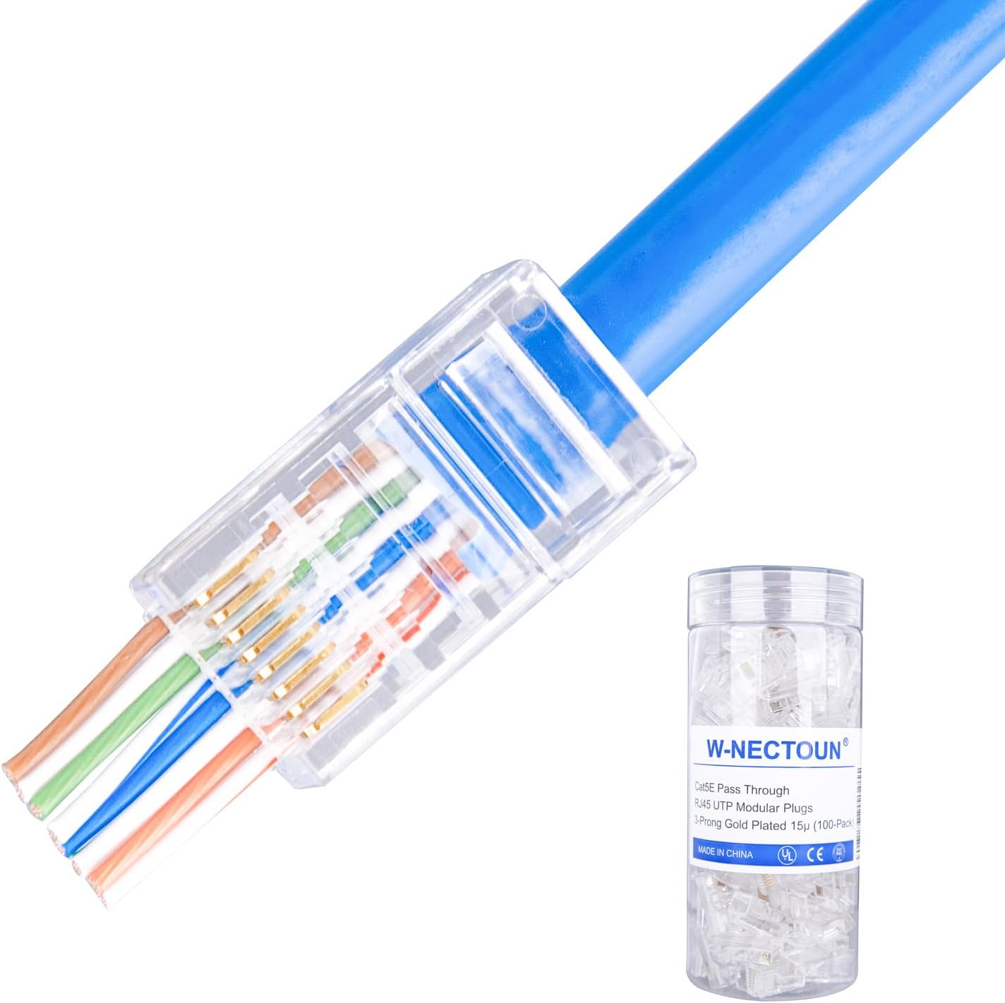 Amazon.com: Monoprice Cat5e RJ45 Modular Plugs - Crimp Connectors, Gold ...