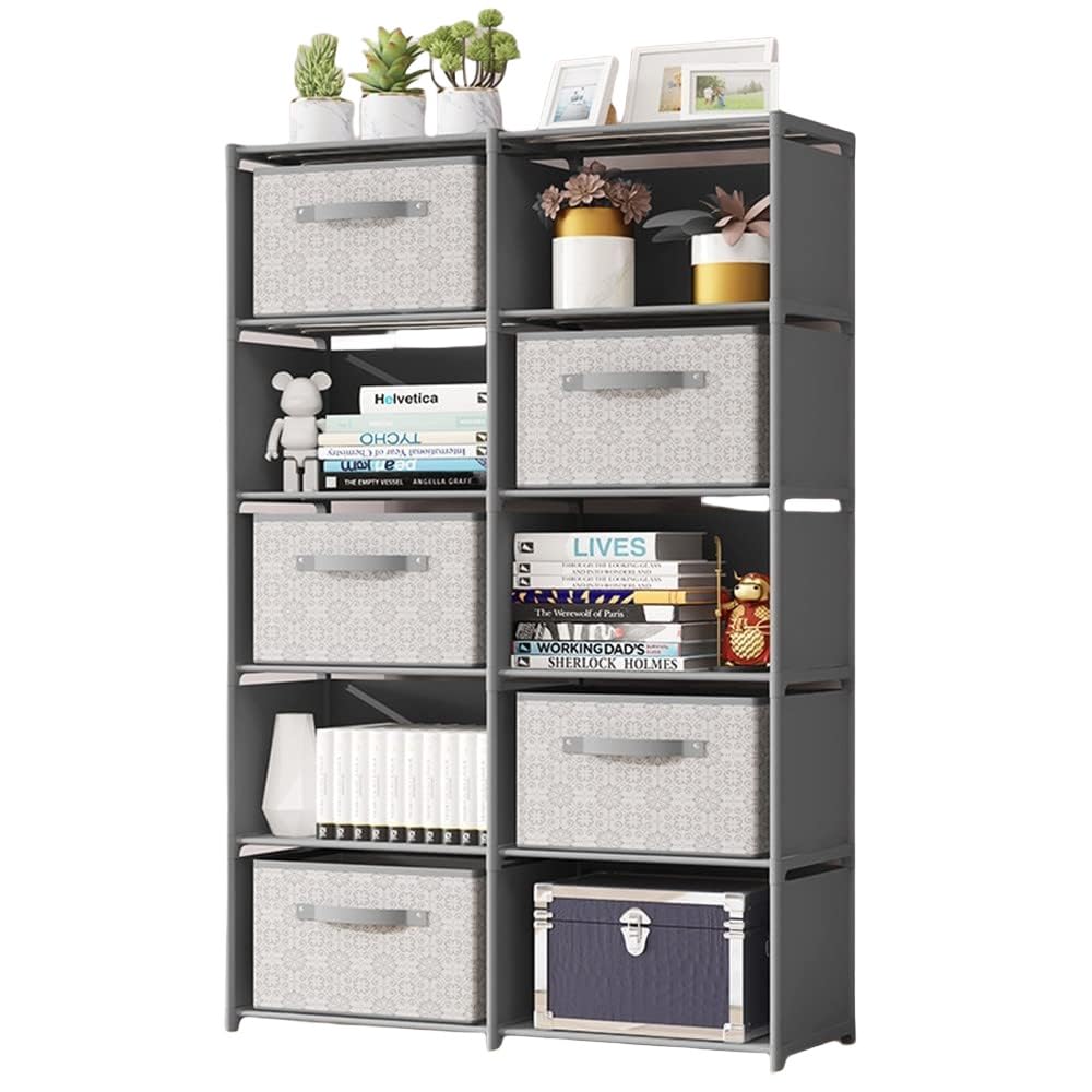 Snapklik.com : Closet Storage Organizer, Versatile Free-Standing DIY Bookshelf 5-Tier 10-Cube ...