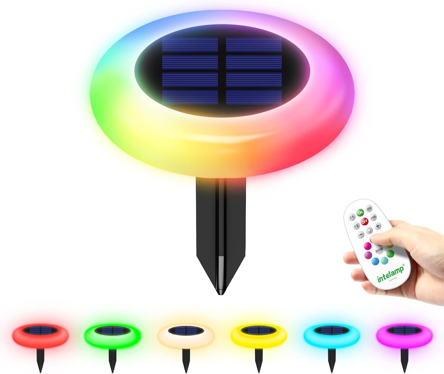 intelamp Colorful Solar Lights Outdoor, Color Changing Solar Lights ...