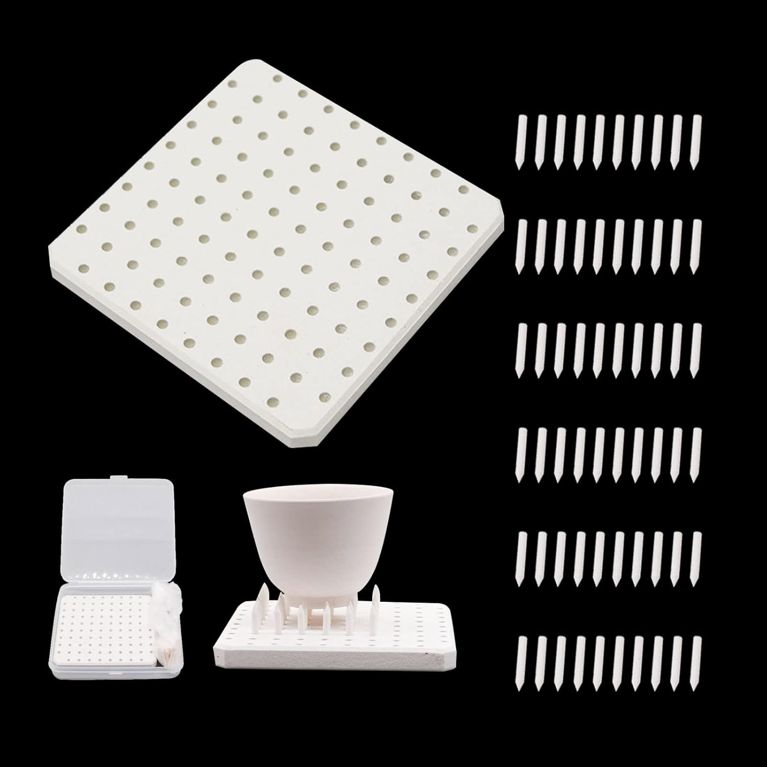 Amazon.com: HSOKEW Pottery Kiln Stilts and Ceramic Refractory Pad Set ...