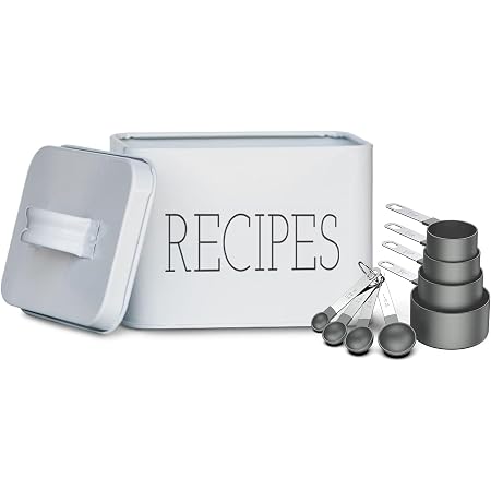 Amazon.com: AuldHome Rustic White Recipe Box; Enamel Farmhouse Recipe ...