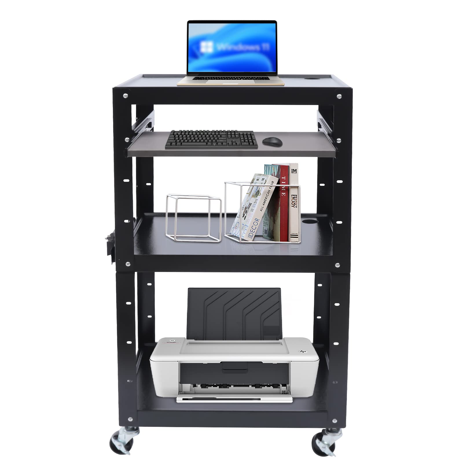 Amazon.com: FXEIPOL 4-Layers AV Cart AV Presentation Cart Stand Metal ...