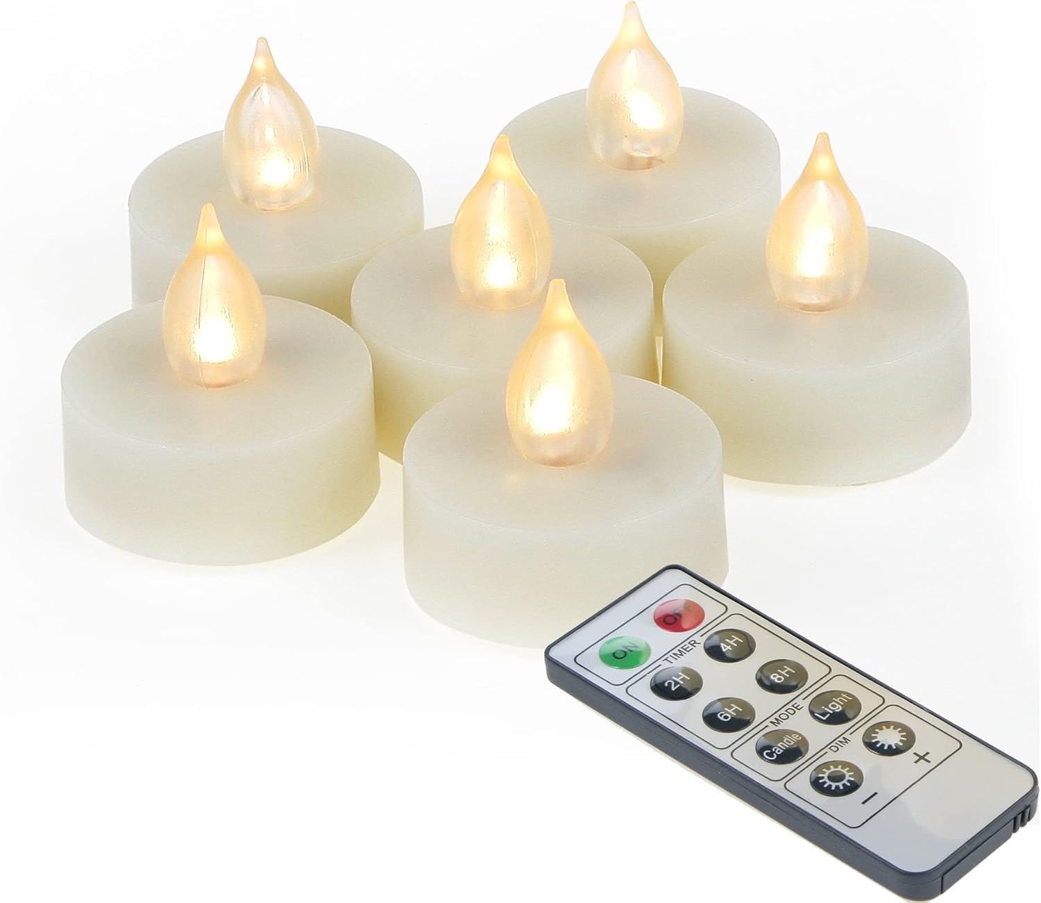 Amazon.com: 6 Pack Flickering Battery Operated Tea Light with Remote ...