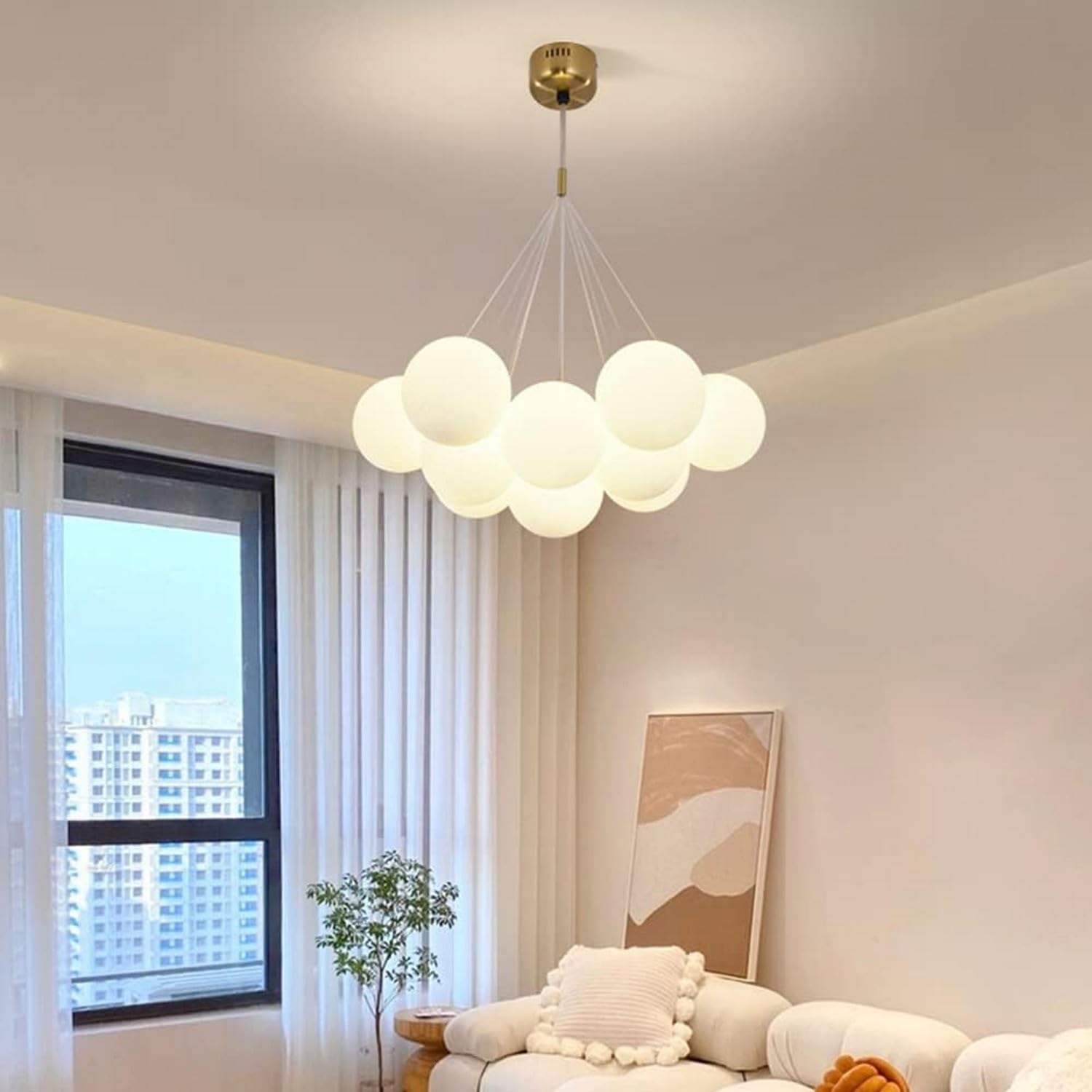 Ball Shaped Pendant Lighting In White MPG Orb 24 In. 60 Watt 1 Light