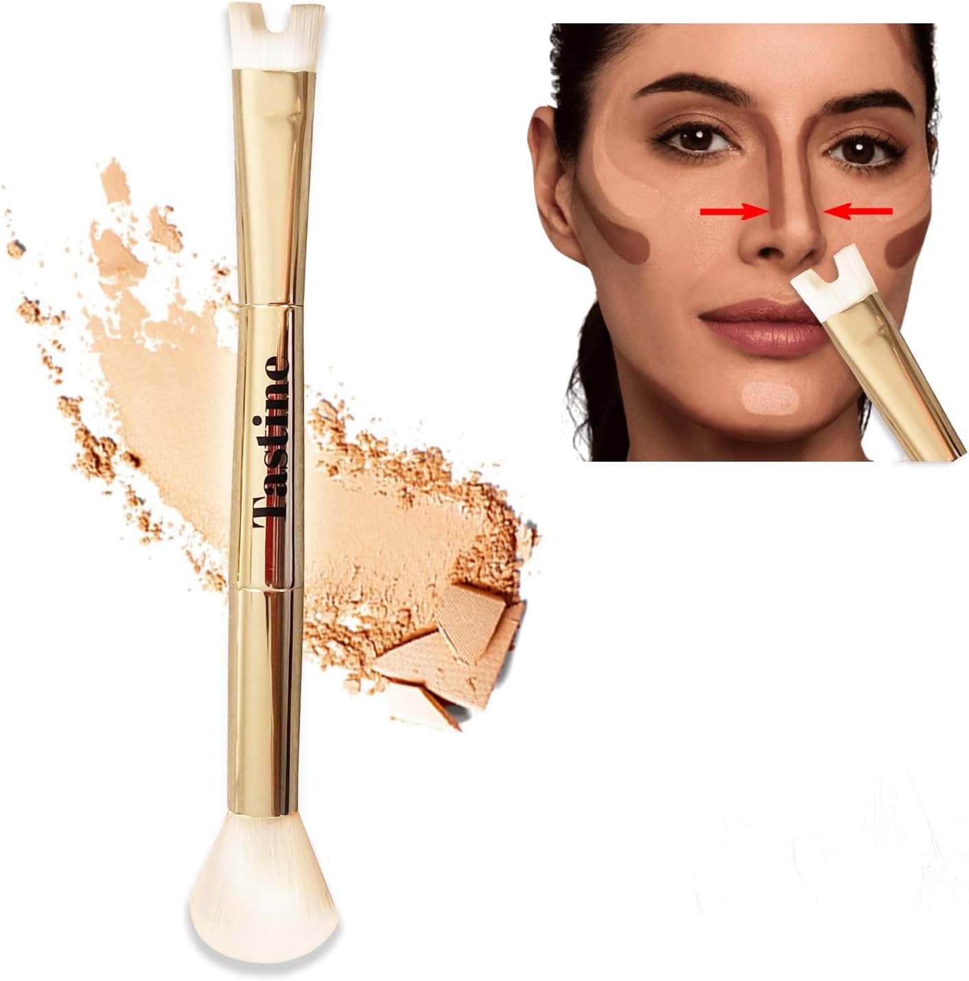 Tastine Beauty Nose Contour U-Shaped Makeup Brush for Sculpting and ...