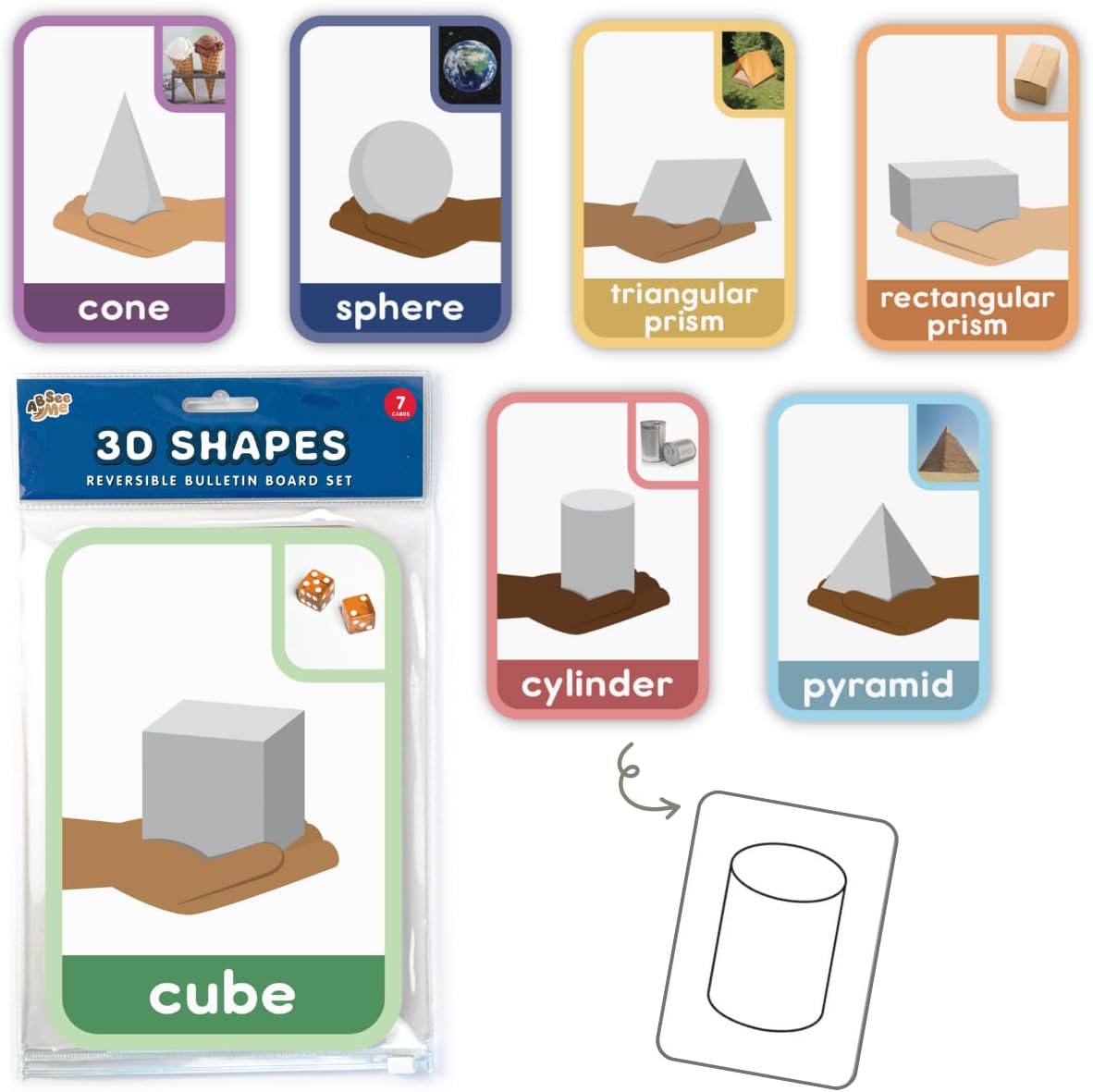Amazon.com: ABSee Me 3D Shape Bulletin Board Set - 7 PCS Reversible ...
