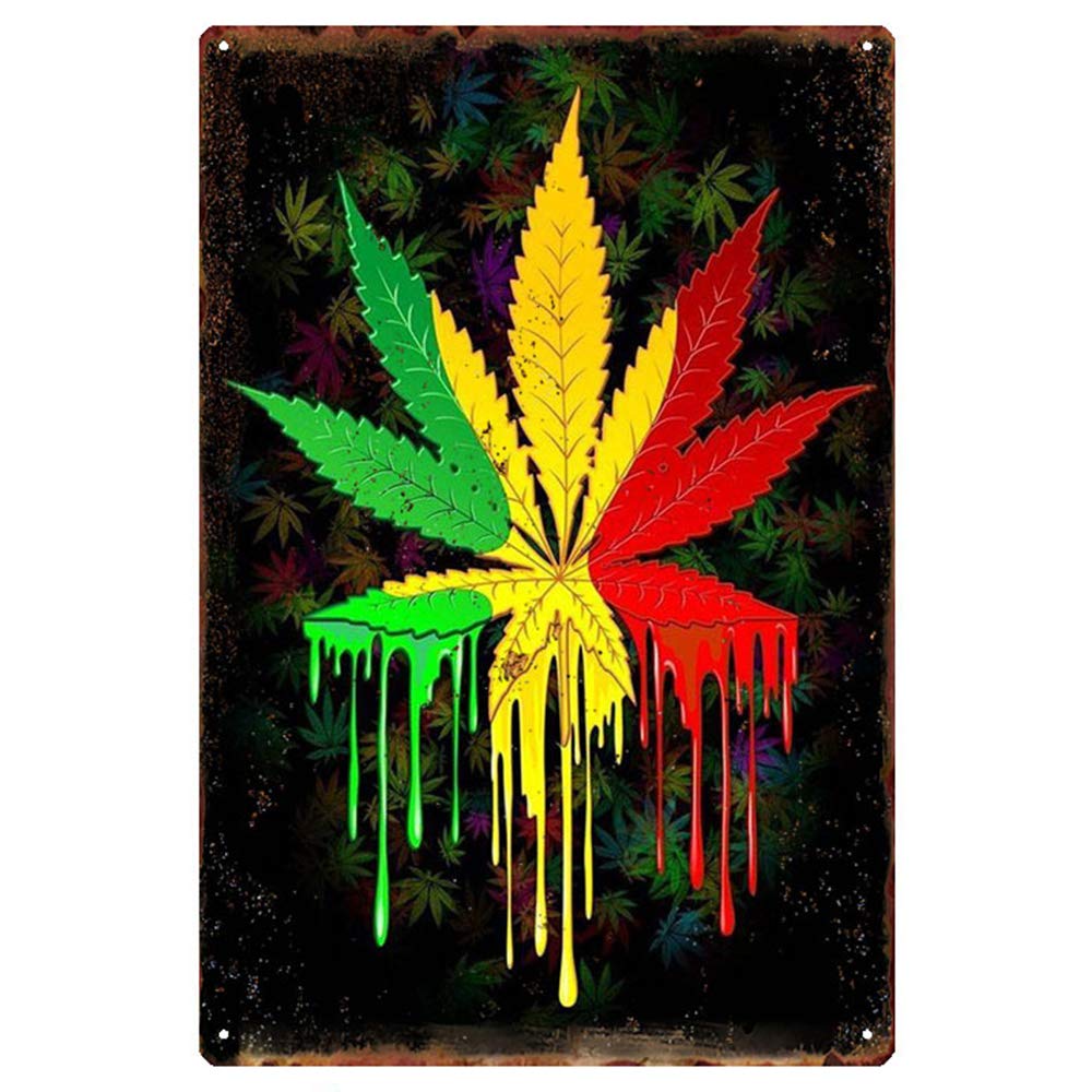 Amazon.com: Yooce 420 Leaf Metal Tin Sign Iron Painting Wall Art Poster ...