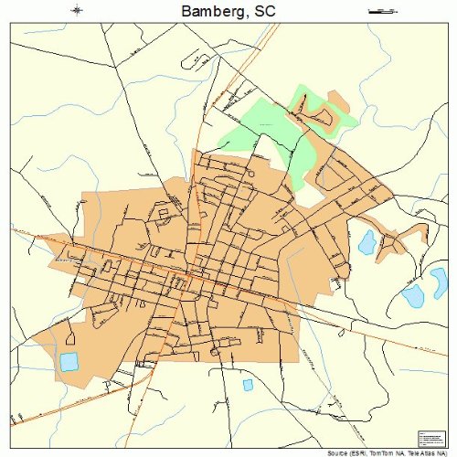 Large Street & Road Map of Bamberg, South Carolina SC - Printed poster ...