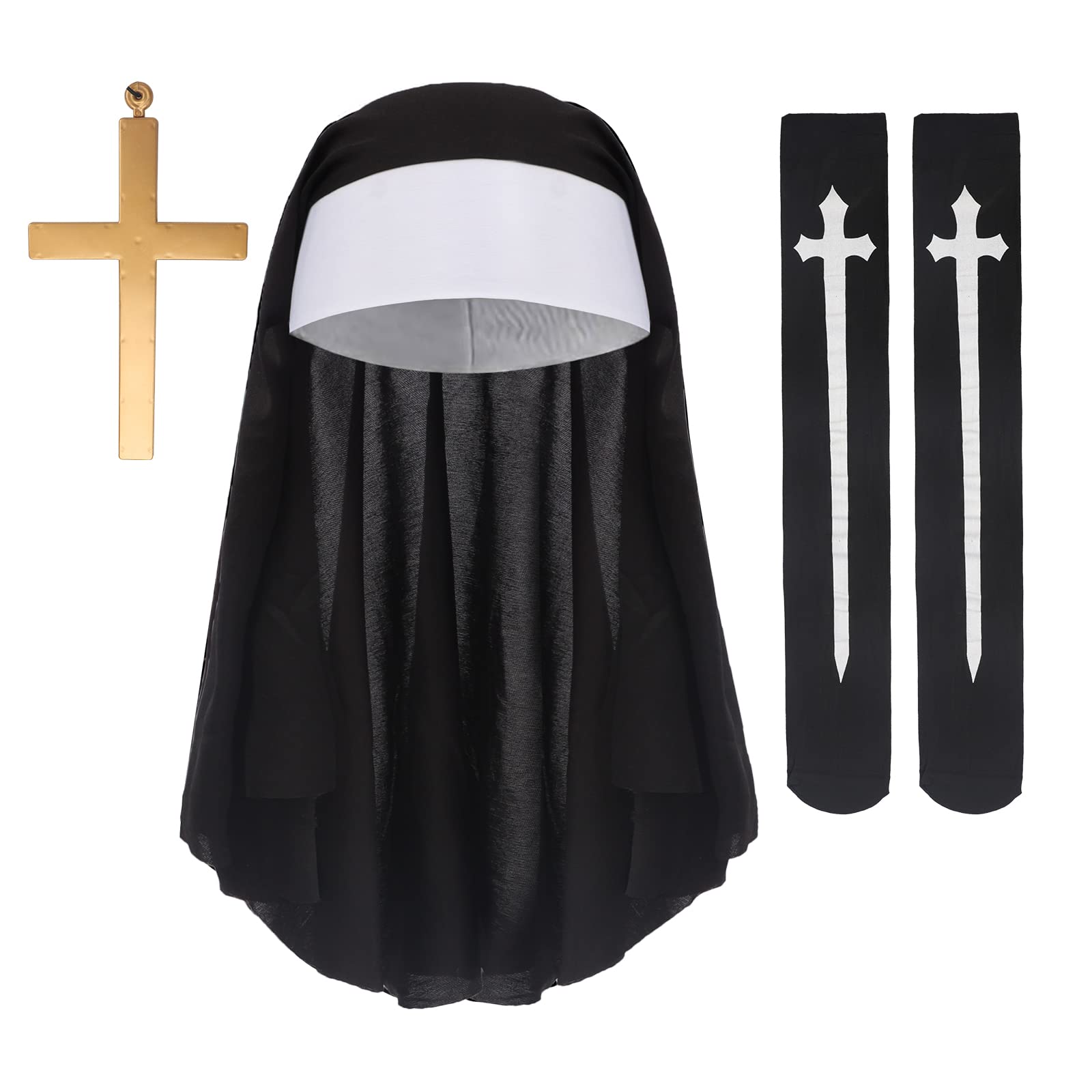 Snapklik.com : Halloween Nun Costume Womens Kerchief Headpiece Headband ...