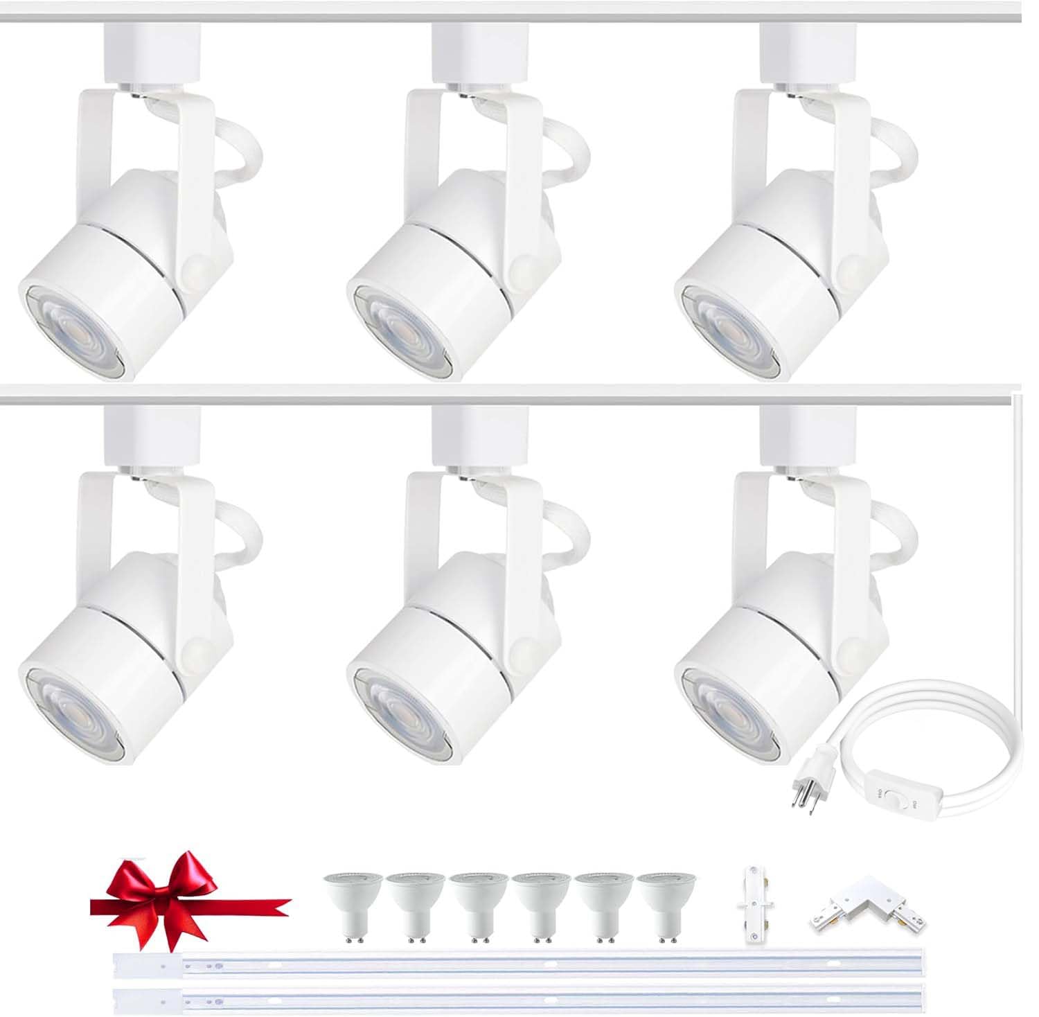 Bravsekai LED Track Lighting Heads Kit, 6-Lights Dimmable GU10 Track ...