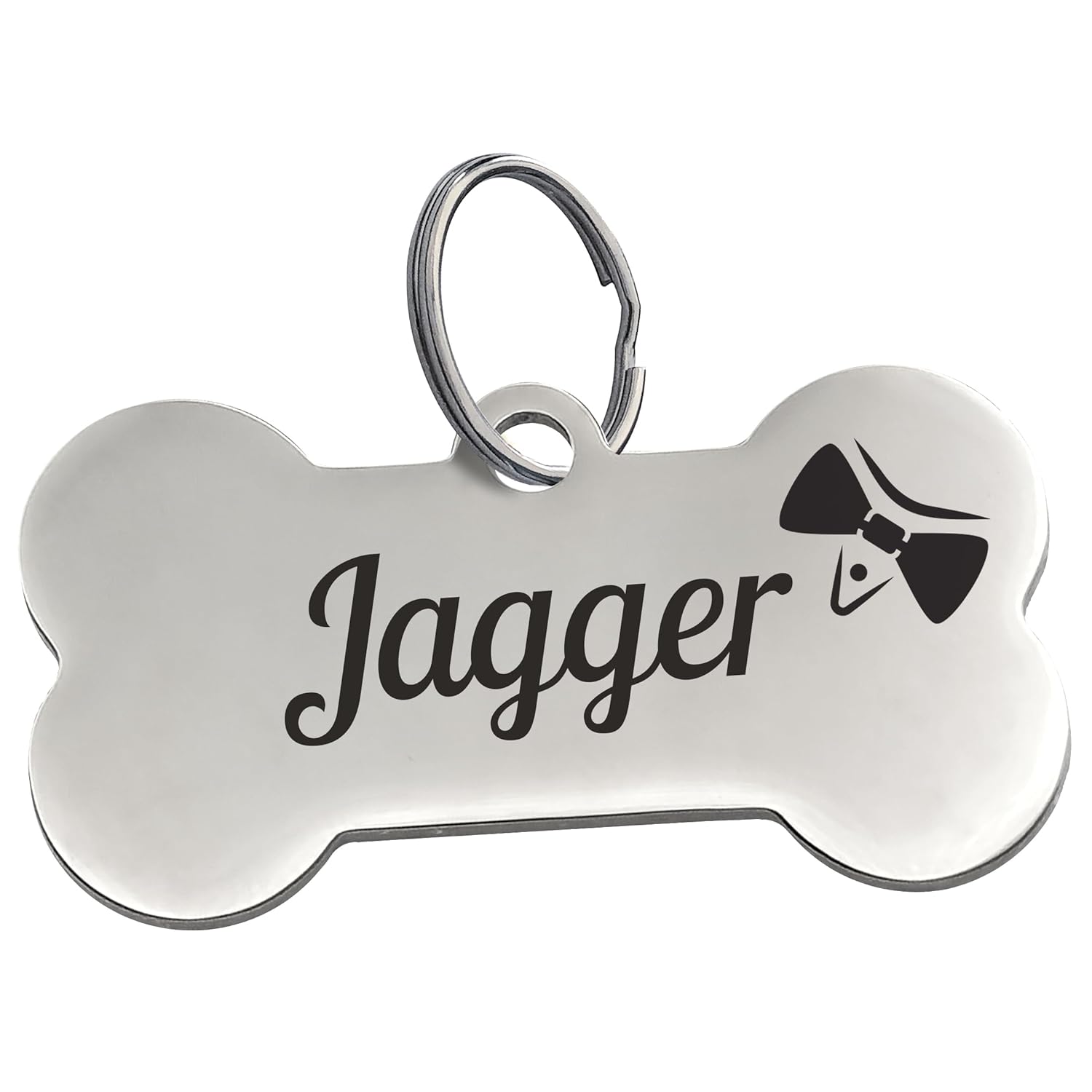 Stainless Steel Deep Laser-Engraved Dog ID Tag (Silver Stainless Steel ...