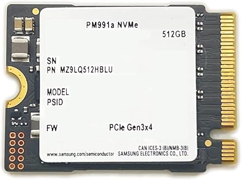Amazon.com: Samsung 512GB SSD M.2 2230 30mm PM991a NVMe PCIe Gen3 x4 ...