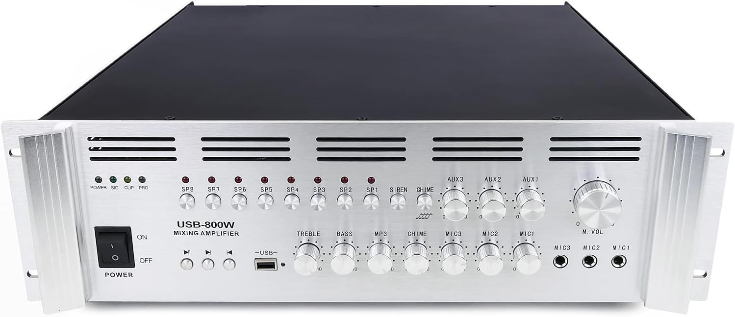 Amazon.com: BeMatik Professional Sound Amplifier 800 W 110 V 8 Zones ...